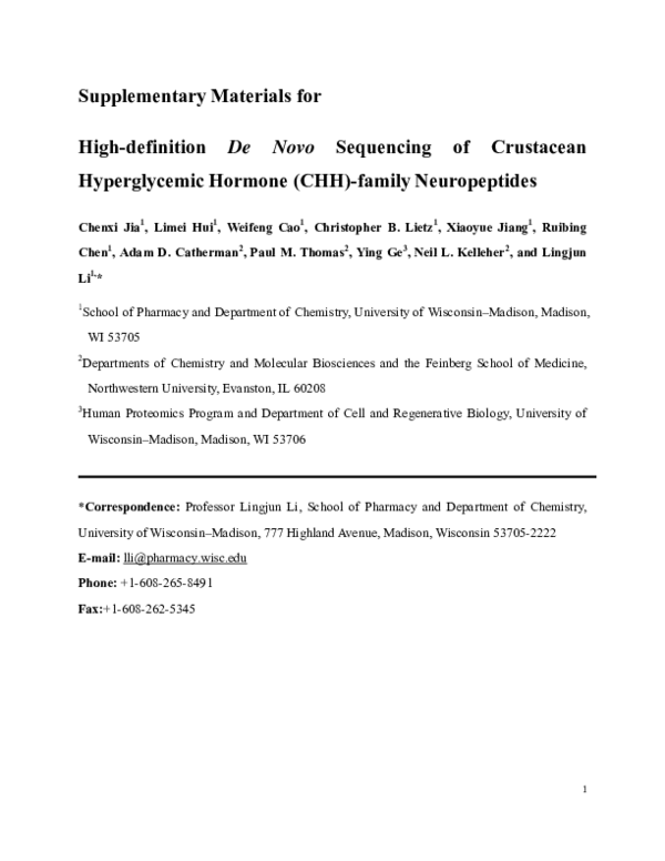 (PDF) High-definition De Novo Sequencing of Crustacean Hyperglycemic ...