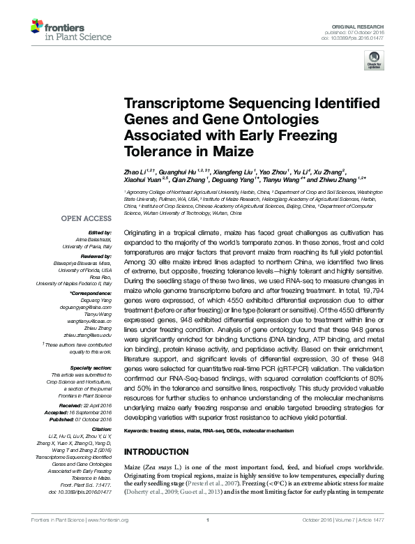 (PDF) Transcriptome Sequencing Identified Genes and Gene Ontologies Associated with Early ...