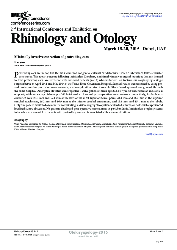 (PDF) Incisionless Otoplasty for Protruding Ears