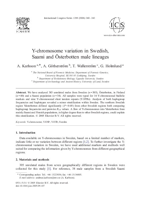 (PDF) Y-chromosome variation in Swedish, Saami and Österbotten male ...