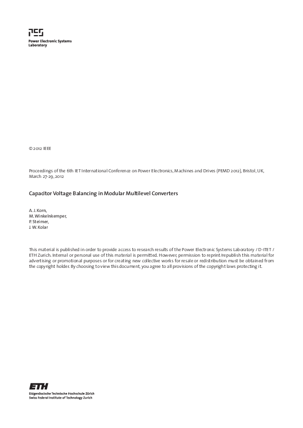 (PDF) Capacitor voltage balancing in modular multilevel converters