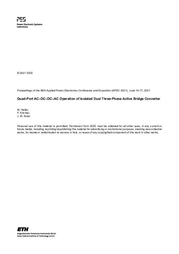 (PDF) Quad-Port AC–DC–DC–AC Operation of Isolated Dual Three-Phase ...