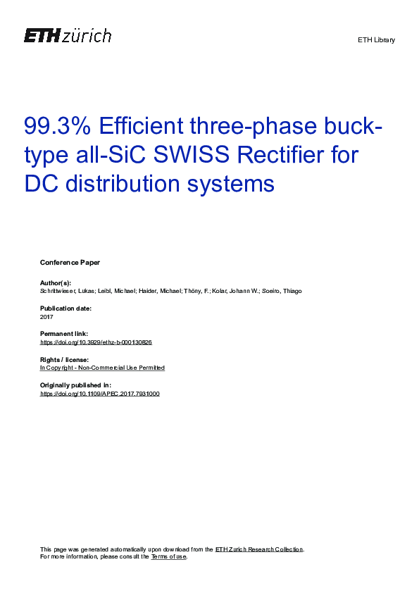 (PDF) 99.3% Efficient Three-Phase Buck-Type All-SiC SWISS Rectifier for ...