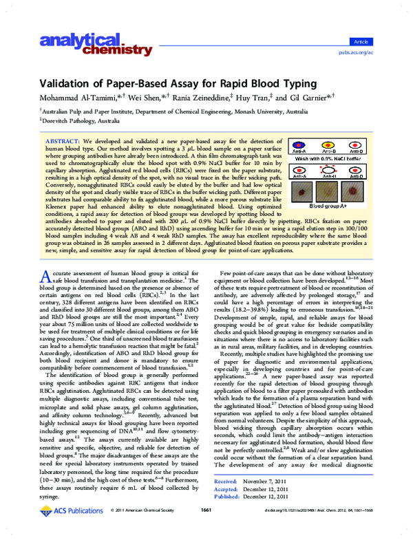 (PDF) Validation of Paper-Based Assay for Rapid Blood Typing
