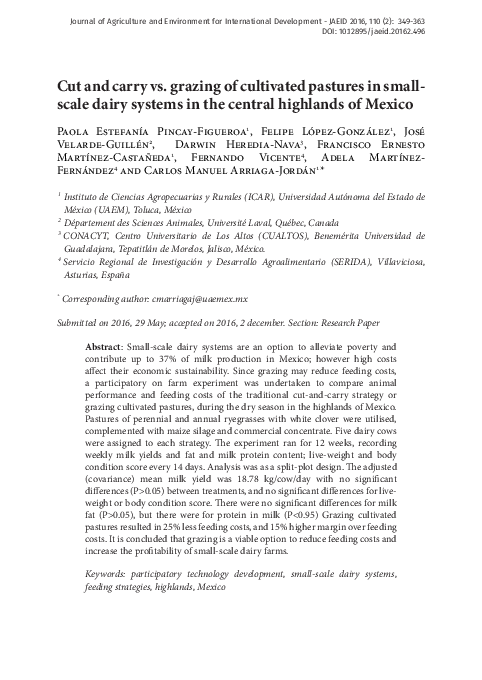 (PDF) Cut and carry vs. grazing of cultivated pastures in small-scale ...
