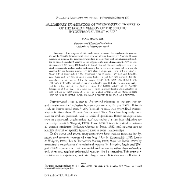(PDF) A Preliminary Examination of the Psychometric Properties and ...