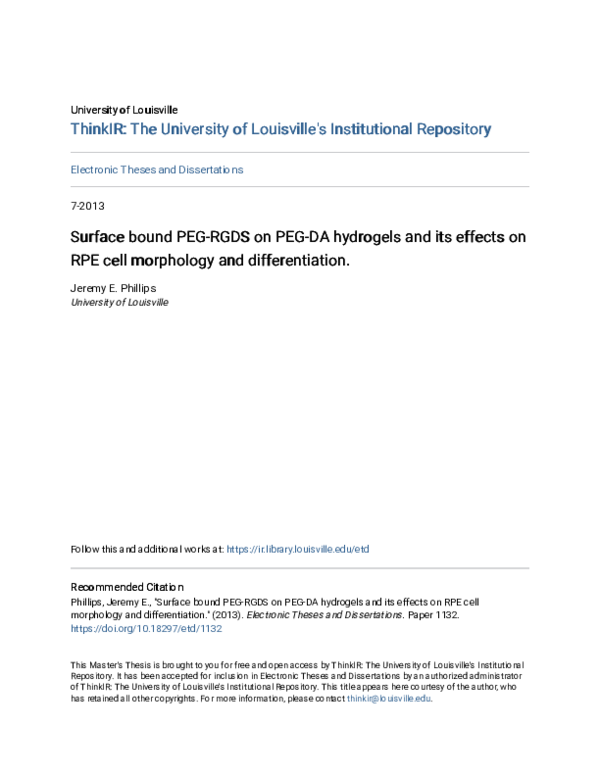 (PDF) Surface bound PEG-RGDS on PEG-DA hydrogels and its effects on RPE ...