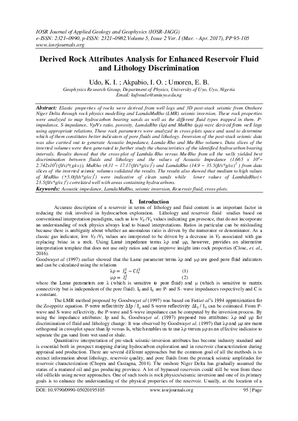 (PDF) Derived Rock Attributes Analysis for Enhanced Reservoir Fluid and ...