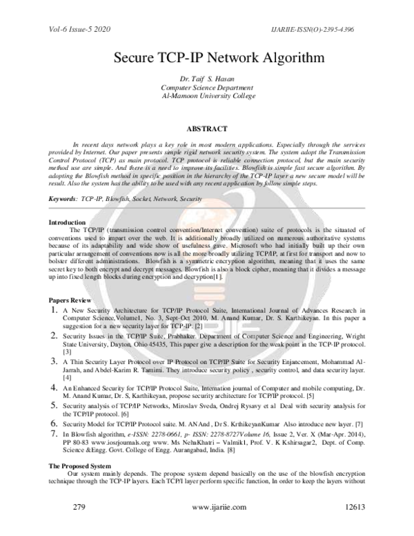 Pdf Secure Tcp Ip Network Algorithm