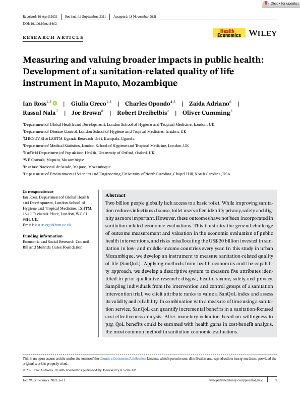 (PDF) Measuring and valuing broader impacts in public health ...
