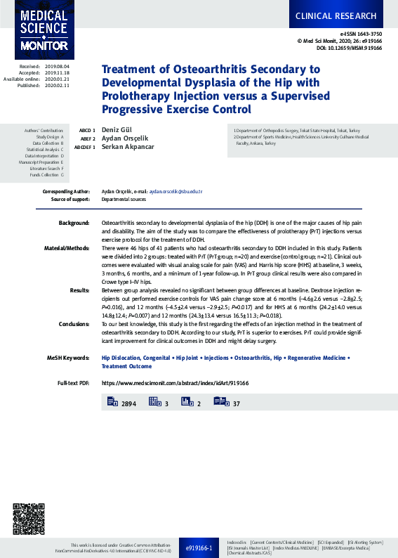 (PDF) Treatment of Osteoarthritis Secondary to Developmental Dysplasia ...