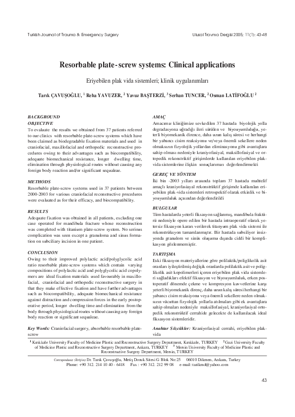 (PDF) Resorbable plate-screw systems: clinical applications