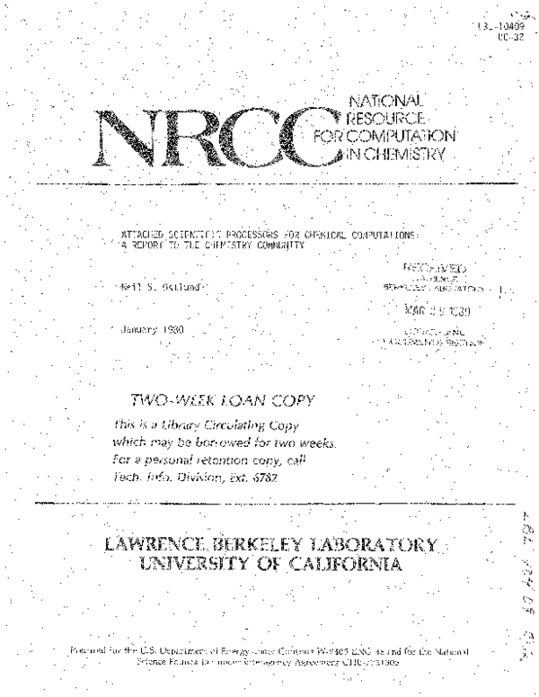 (PDF) National Resource for Computation in Chemistry (NRCC). Attached ...