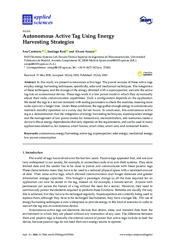 (PDF) Autonomous Active Tag Using Energy Harvesting Strategies