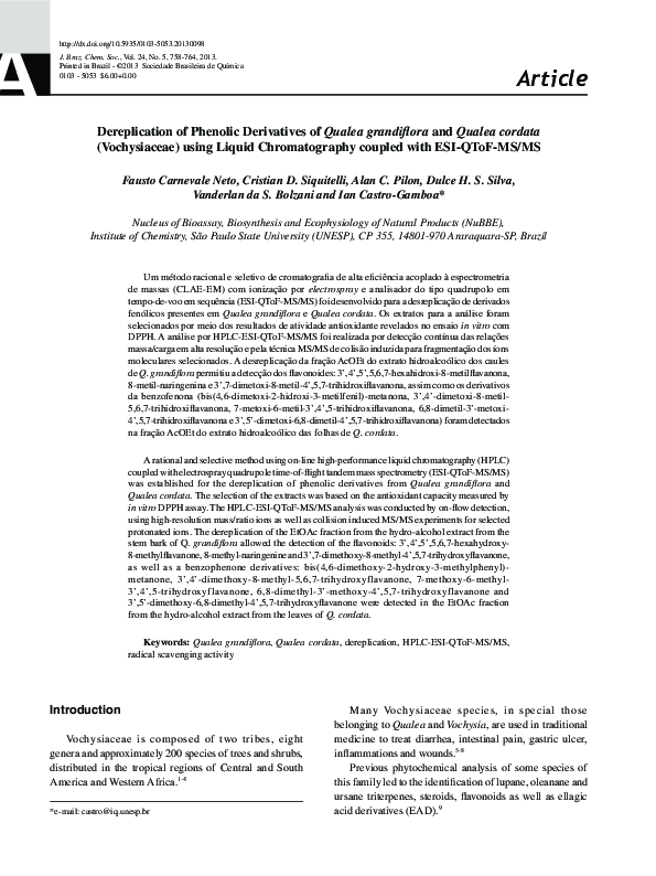 (PDF) Dereplication of Phenolic Derivatives ofQualea grandiflora and ...