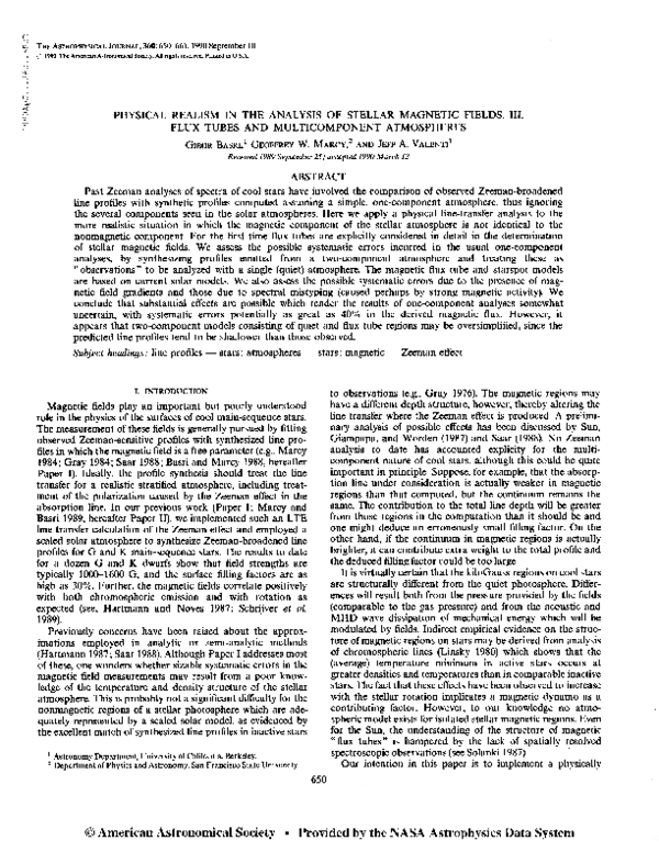 (PDF) Physical realism in the analysis of stellar magnetic fields. III ...