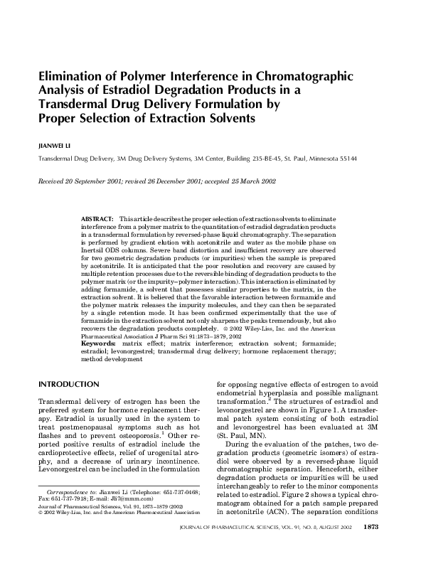 (PDF) Elimination of Polymer Interference in Chromatographic Analysis ...
