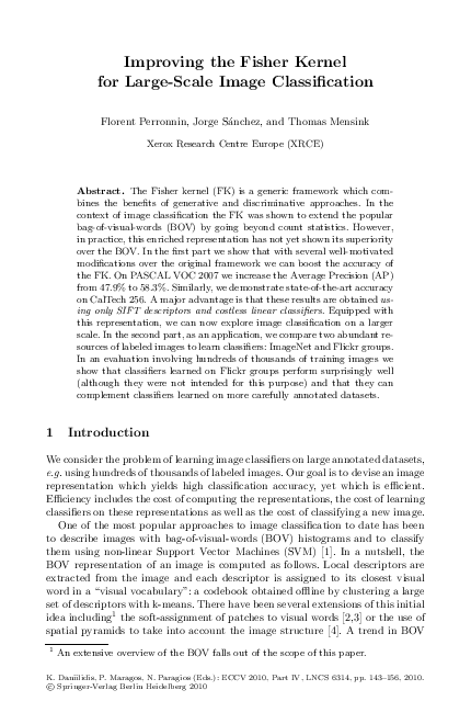 (PDF) Improving the Fisher Kernel for Large-Scale Image Classification