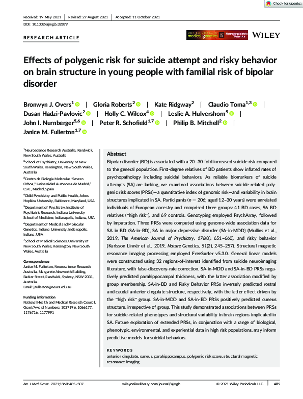 (PDF) Effects of polygenic risk for suicide attempt and risky behavior ...