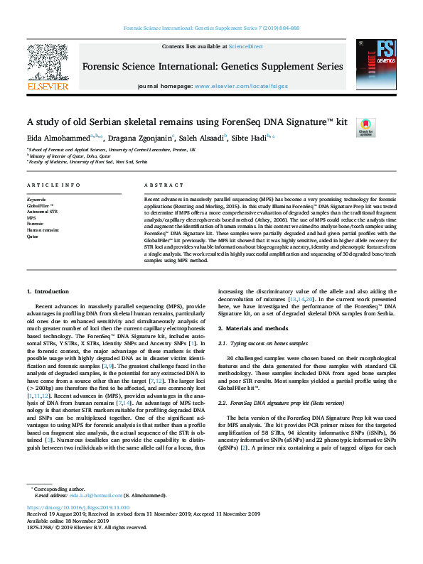 (PDF) A study of old Serbian skeletal remains using ForenSeq DNA ...