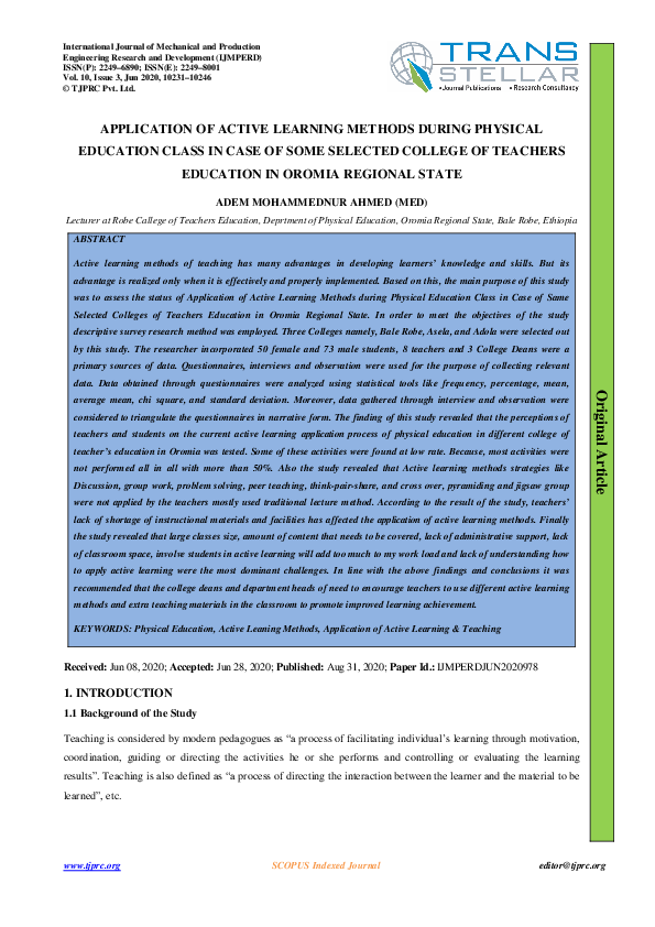 (PDF) Application of Active Learning Methods During Physical Education ...