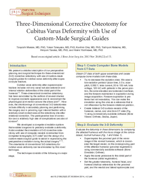 (PDF) Three-Dimensional Corrective Osteotomy for Cubitus Varus ...