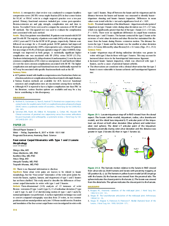 (PDF) Four-corner Carpal Kinematics with Type 1 and 2 Lunate Morphology