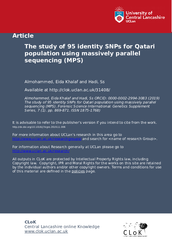 (PDF) The Study of 95 Identity SNPs for Qatari population using ...
