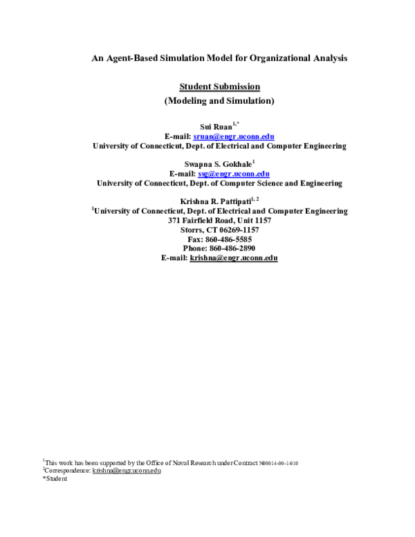 (PDF) An Agent-Based Simulation Model for Organizational Analysis