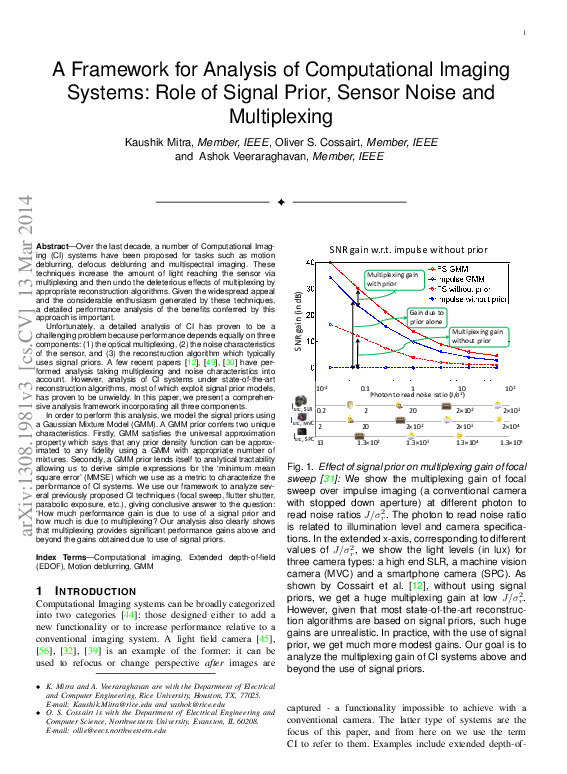 (PDF) A Framework for the Analysis of Computational Imaging Systems ...