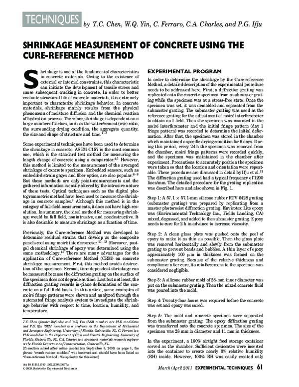 (PDF) Shrinkage Measurement of Concrete Using the Cure-Reference Method