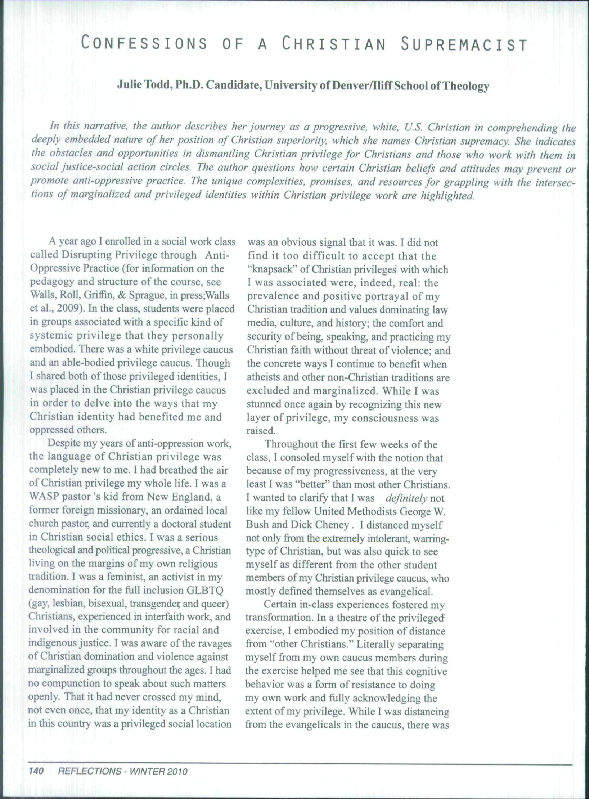 (PDF) Confessions of a Christian Supremacist