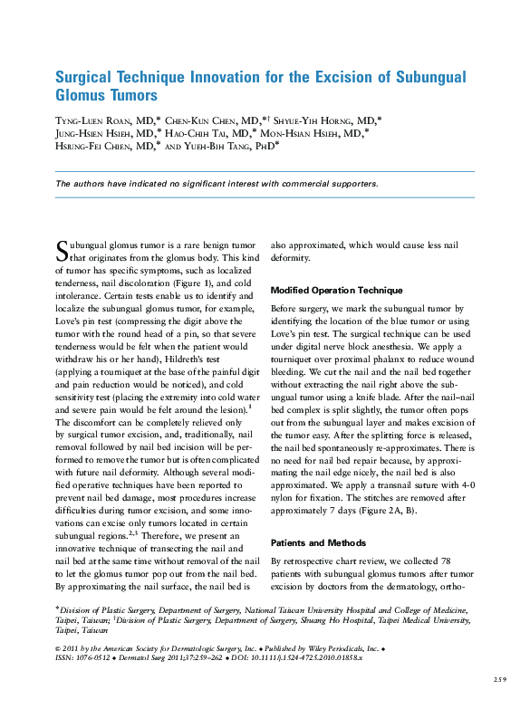 (PDF) Surgical Technique Innovation for the Excision of Subungual ...