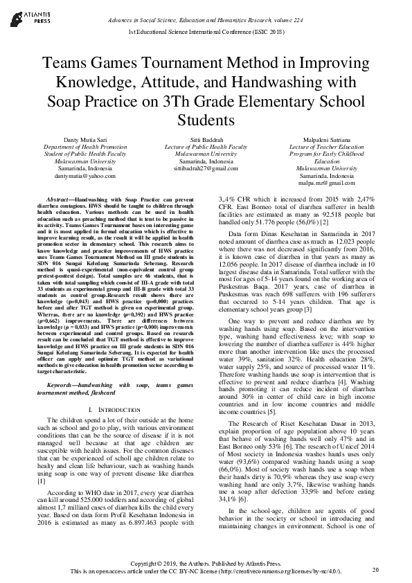 (PDF) Teams Games Tournament Method in Improving Knowledge, Attitude ...