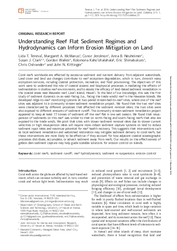 (PDF) Understanding Reef Flat Sediment Regimes and Hydrodynamics can ...