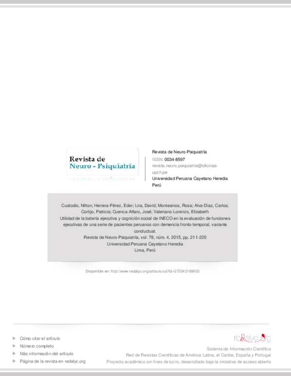 (PDF) Utilidad de la batería ejecutiva y cognición social de INECO en ...