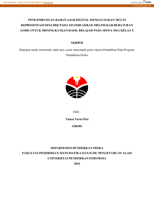 (PDF) Pengembangan Bahan Ajar Digital Menggunakan Multi Representasi Dinamik Pada Materi Gerak ...