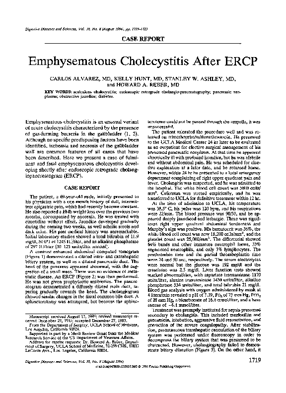 (PDF) Emphysematous cholecystitis after ERCP