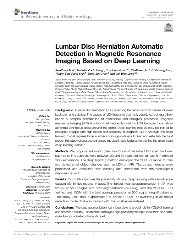 (PDF) Lumbar Disc Herniation Automatic Detection in Magnetic Resonance Imaging Based on Deep ...