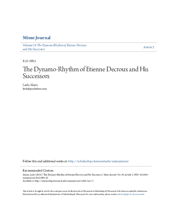 (PDF) The Dynamo-Rhythm of Etienne Decroux and His Successors