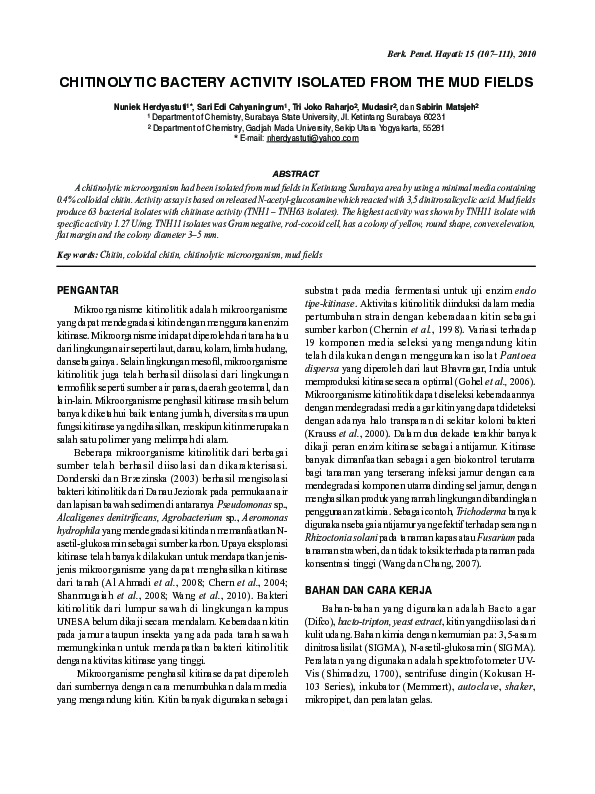(PDF) Chitinolytic bactery activity isolated from the mud fields