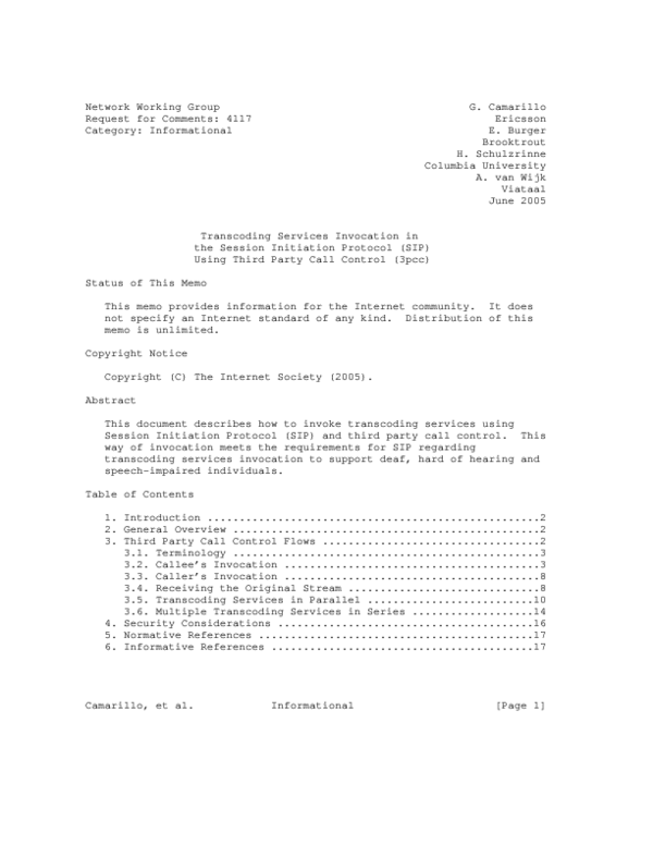 (PDF) Transcoding Services Invocation in the Session Initiation Protocol (SIP) Using Third Party ...