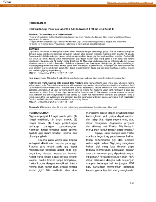 (PDF) Perawatan Gigi Insisivus Lateralis Kanan Maksila Fraktur Ellis ...