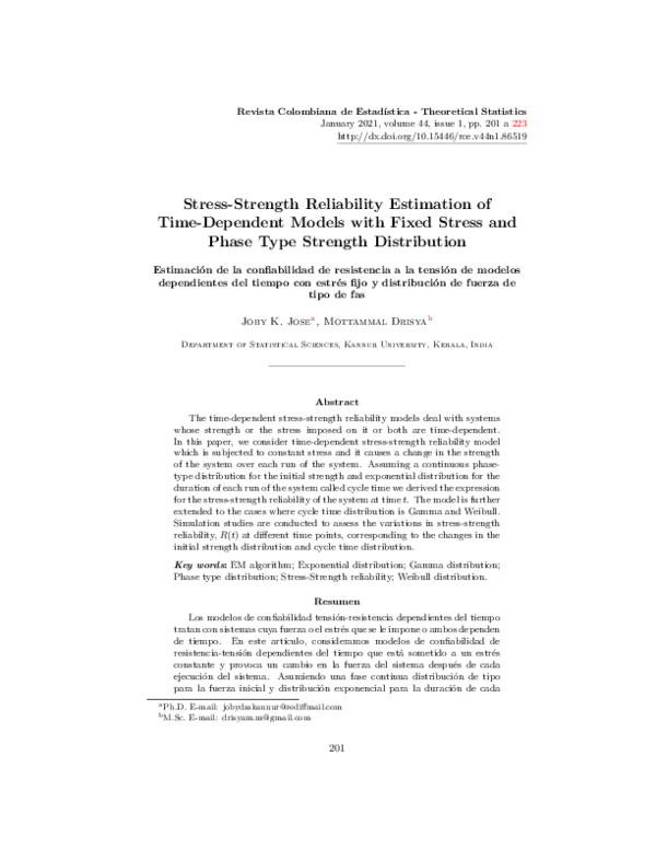 (PDF) Stress-Strength Reliability Estimation of Time-Dependent Models with Fixed Stress and ...