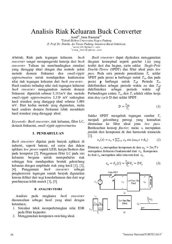 (PDF) Analisis Riak Keluaran Buck Konverter