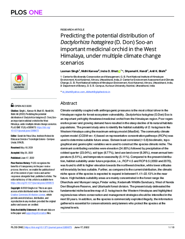 (PDF) Predicting the potential distribution of Dactylorhiza hatagirea ...