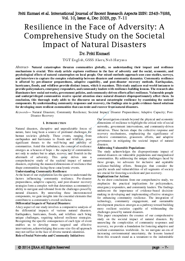 (PDF) Resilience in the Face of Adversity: A Comprehensive Study on the ...