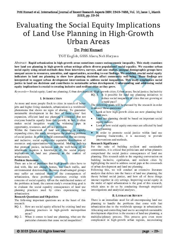 (PDF) Evaluating the Social Equity Implications of Land Use Planning in ...