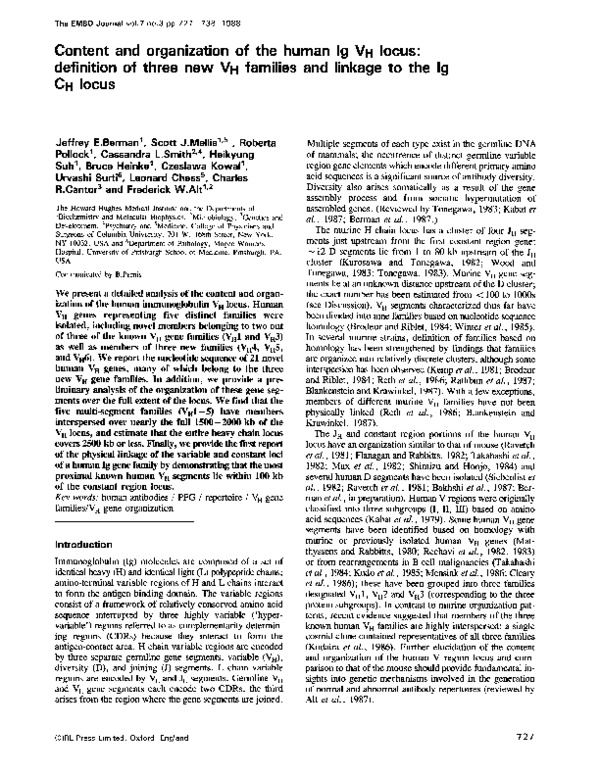 (PDF) Content and organization of the human Ig VH locus: definition of ...