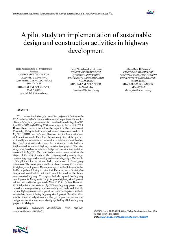(PDF) A pilot study on implementation of sustainable design and ...
